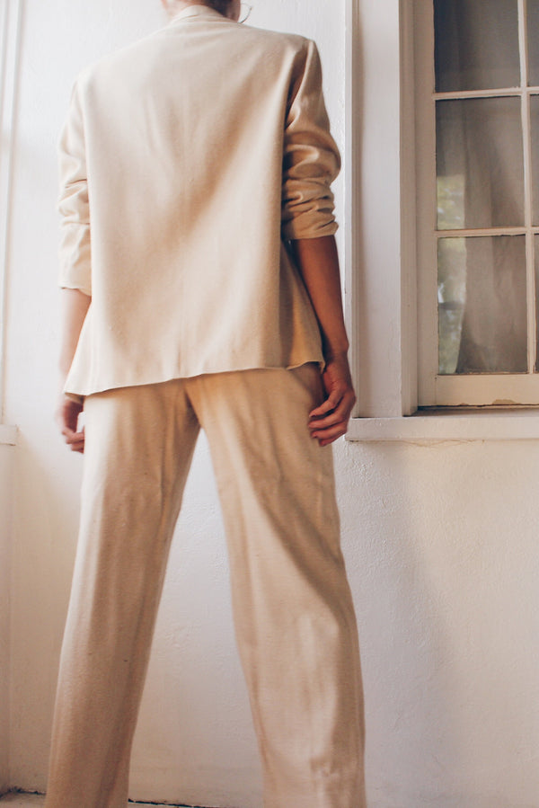 Linen Christian Dior suit set / Dior Light tan blazer pants suit / Min – Dusted Archive